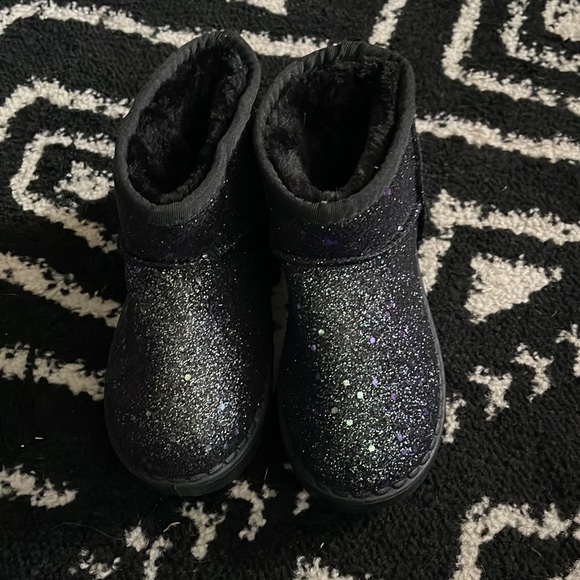 Shoes | New Black Glitter Girls Ankle Boots Sz 1 | Poshmark